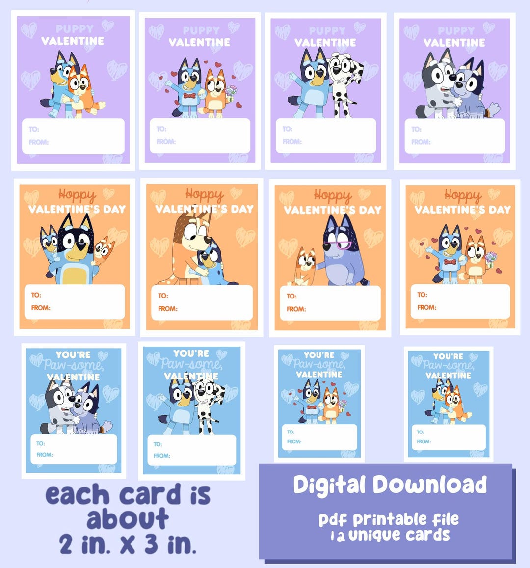 Printable Bluey Valentines Day Cards - Etsy