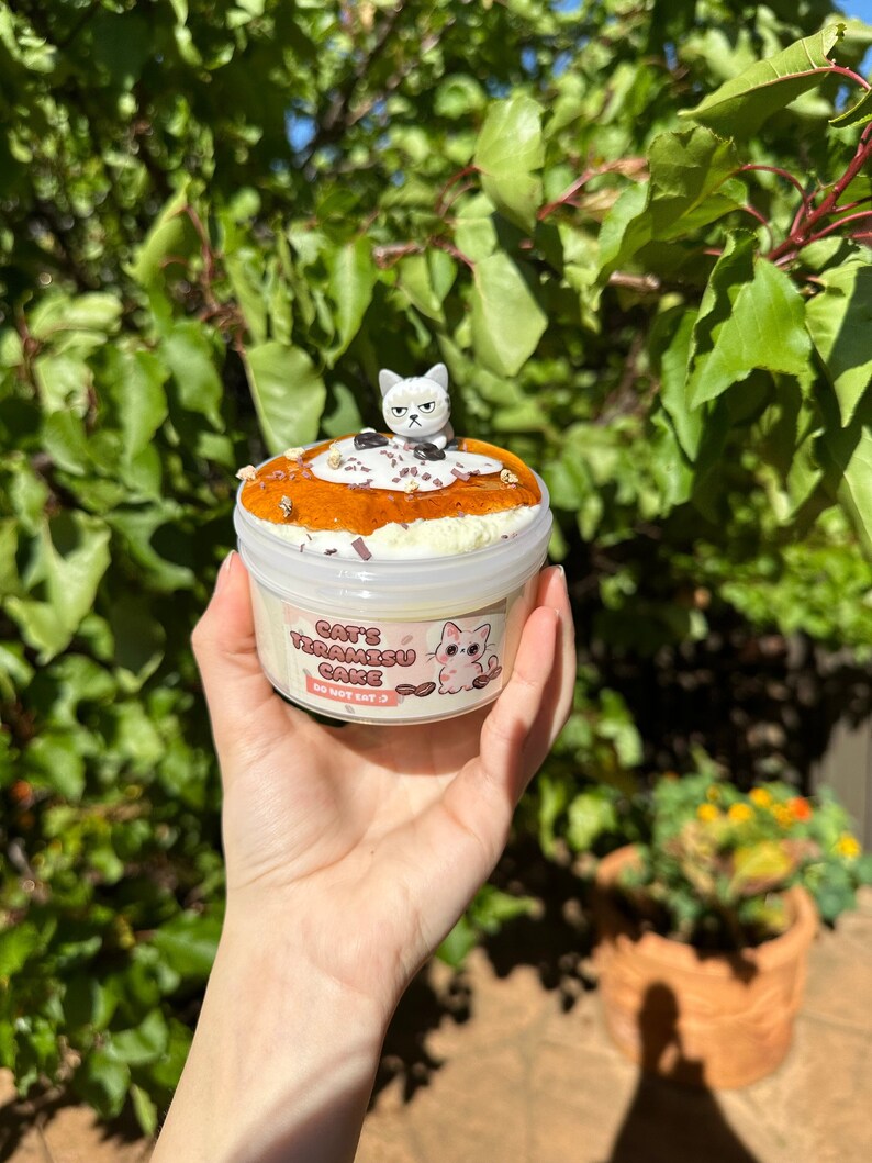 Cats Tiramisu Slime, Snickerdoodle Scented Slime, Cat Charm & Coffee ...