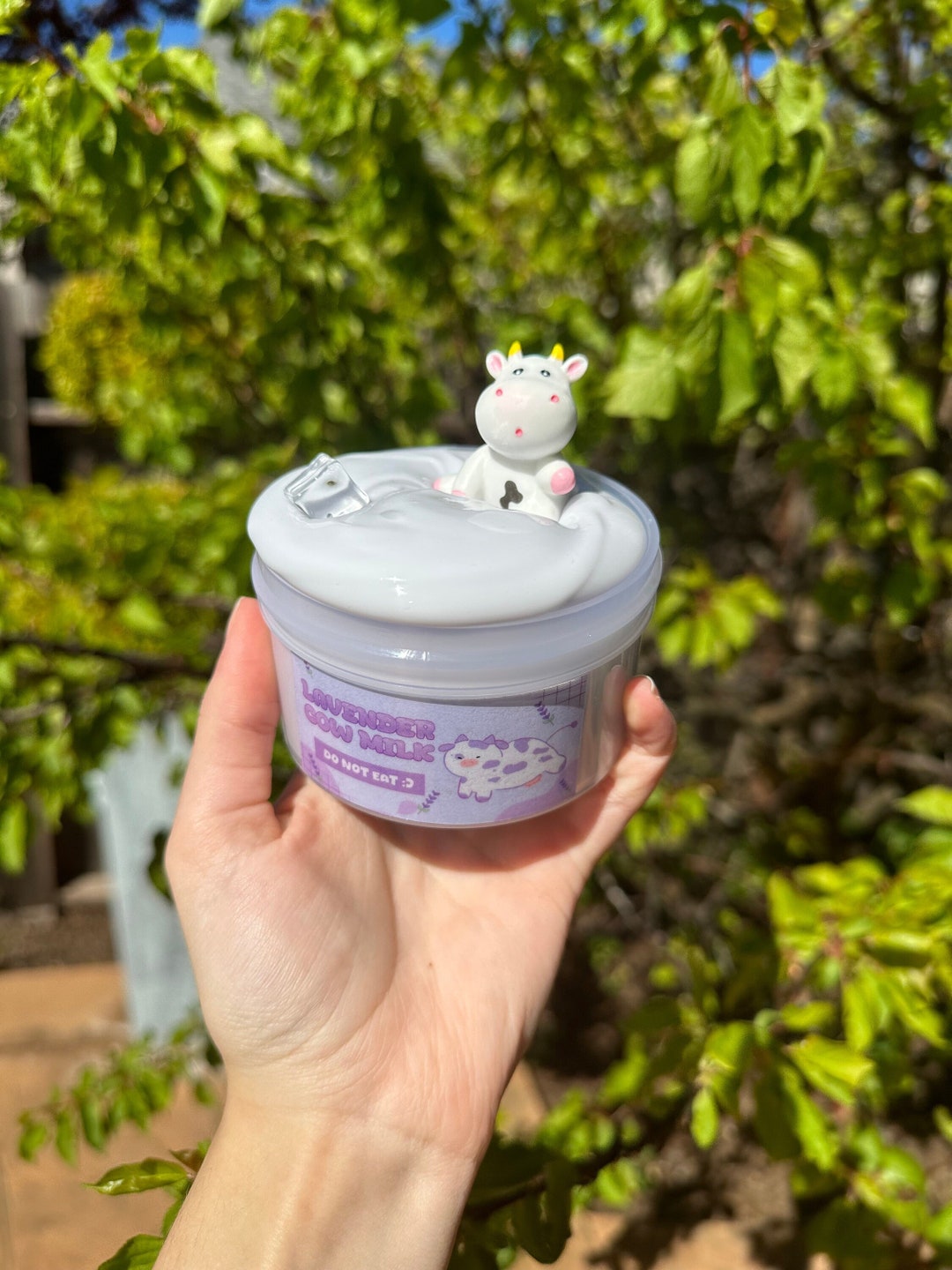 Lavender Cow Milk Slime, Lavender Scented Slime, Cow Charm and Glitter ...