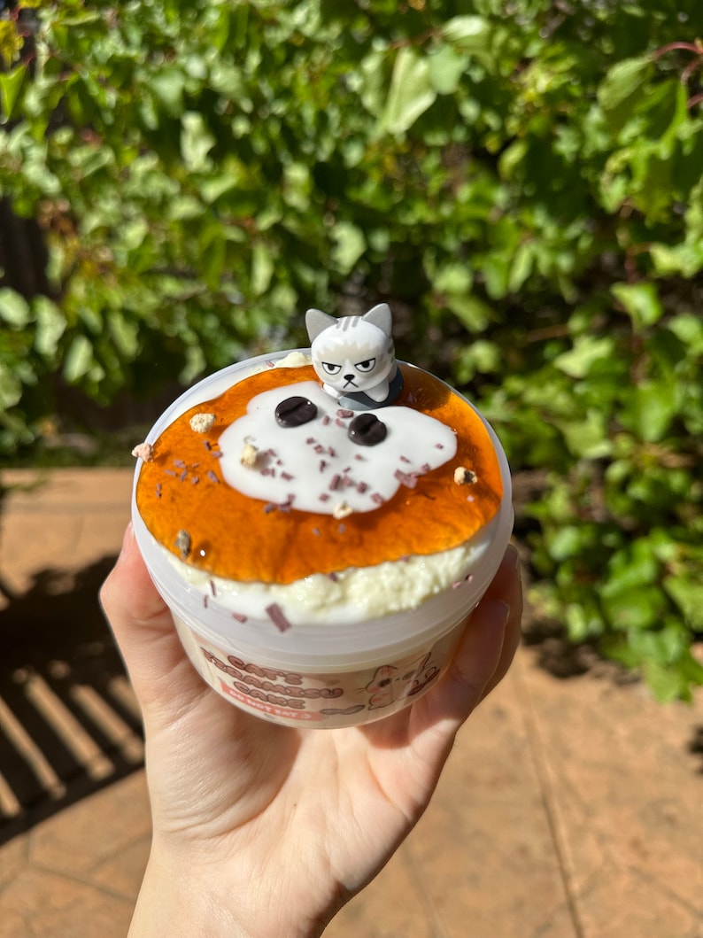 Cats Tiramisu Slime, Snickerdoodle Scented Slime, Cat Charm & Coffee ...
