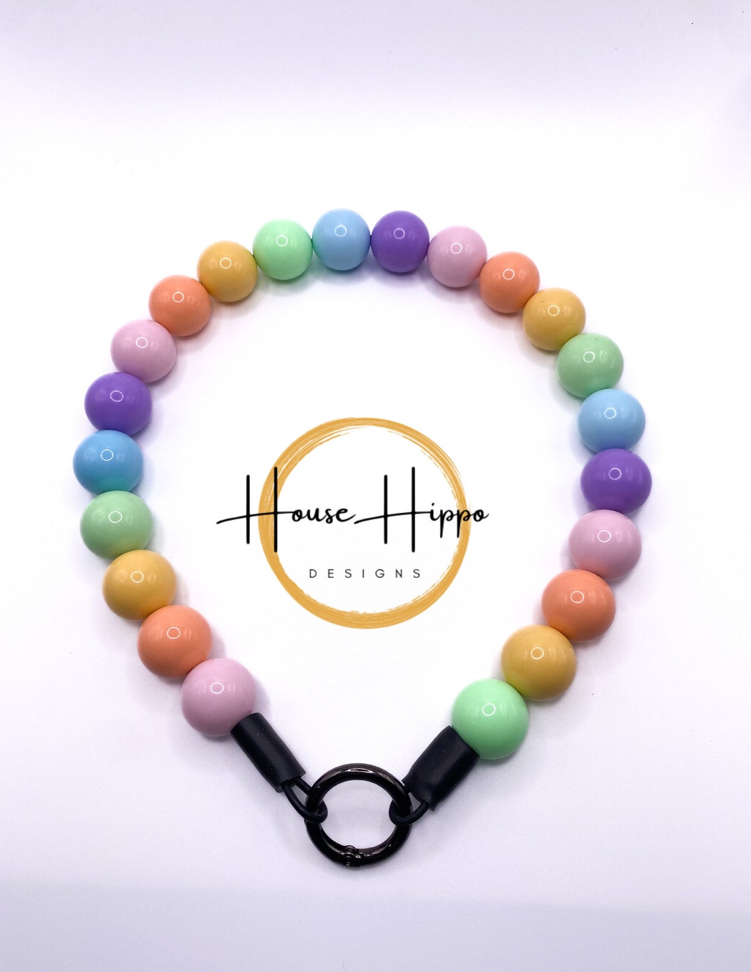 Pastel Rainbow Beaded Dog Collar, Collar, Dog Collar, Dog Necklace ...
