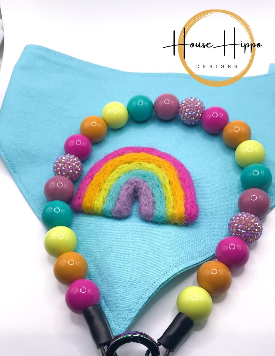 Muted Rainbow Dog Collar, Rainbow Dog Collar, Beaded Rainbow Collar ...