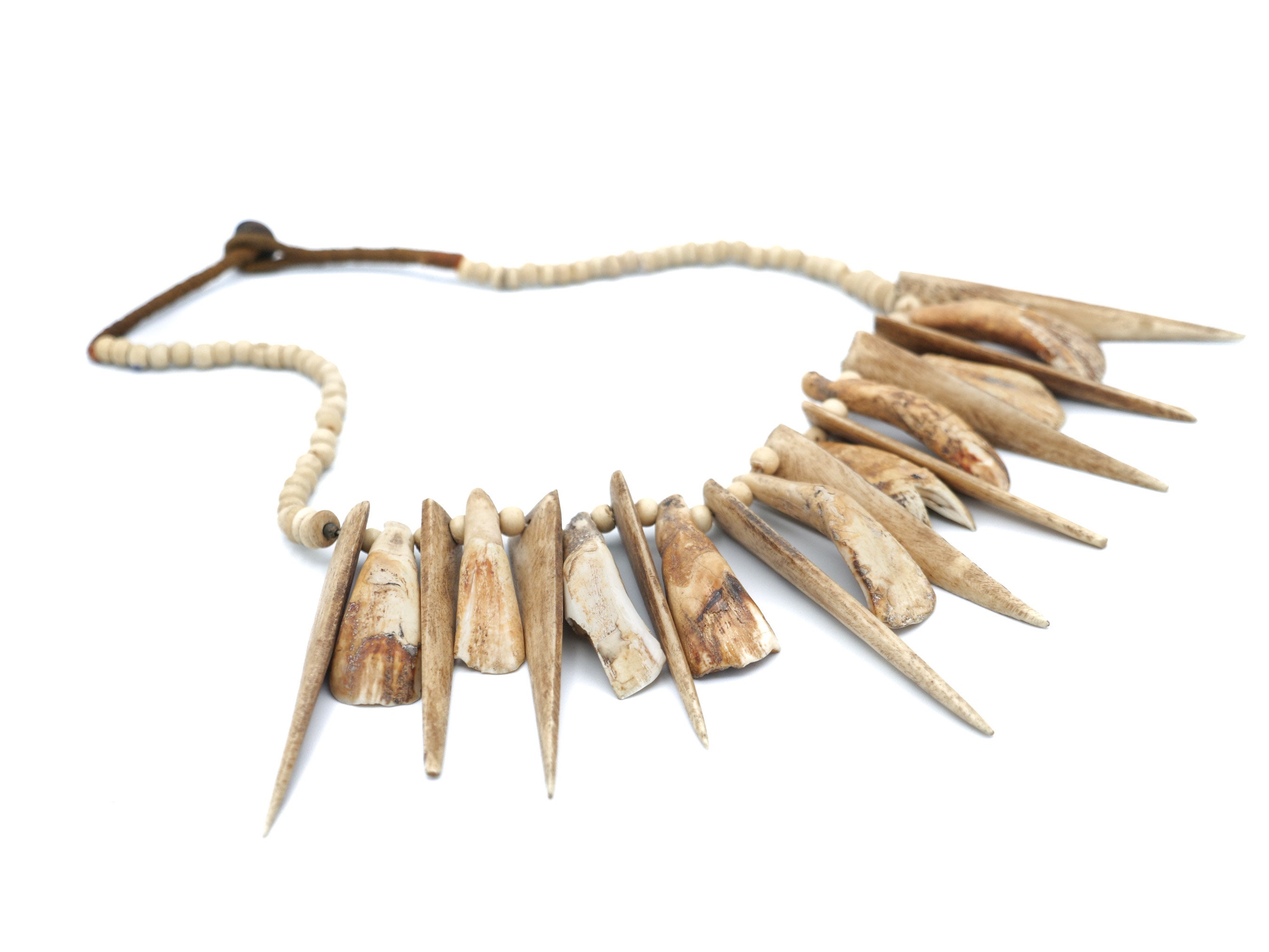 KIVI - Vintage Yak Teeth & Yak Bone Ceremonial Necklace From Nagaland ...