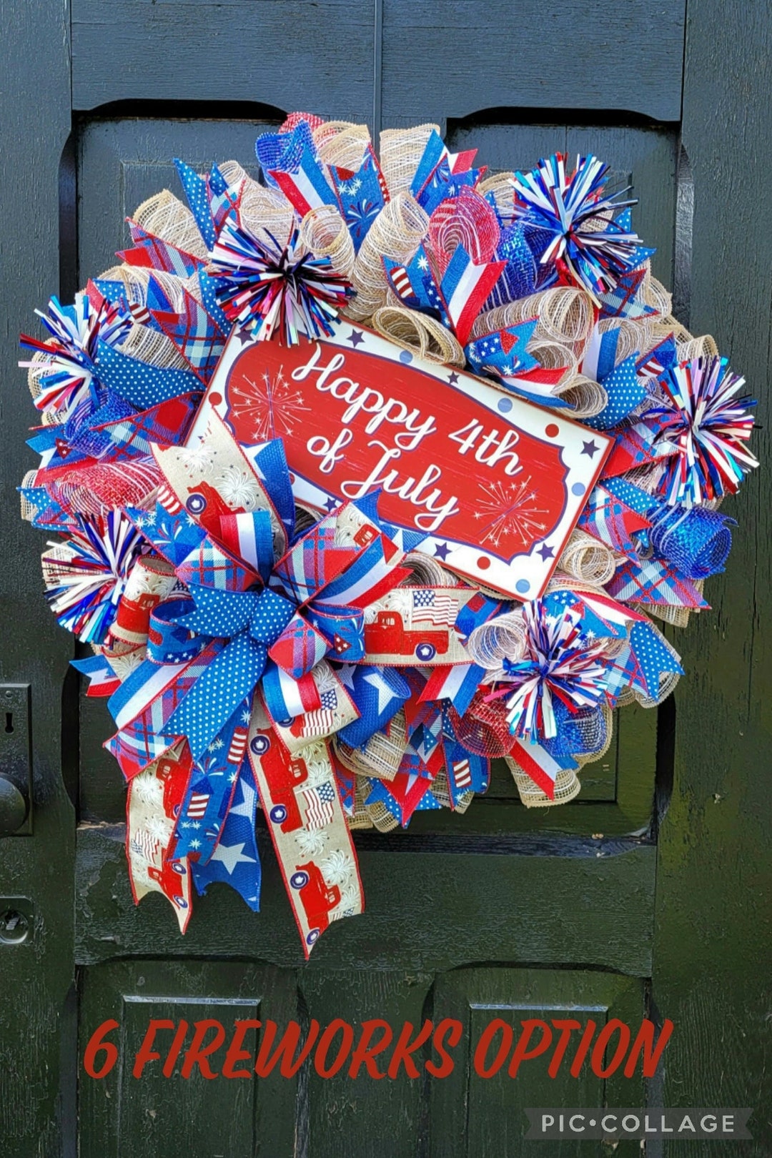 4th of July Wreath, Fireworks Wreath, Red White and Blue Wreath, Summer ...