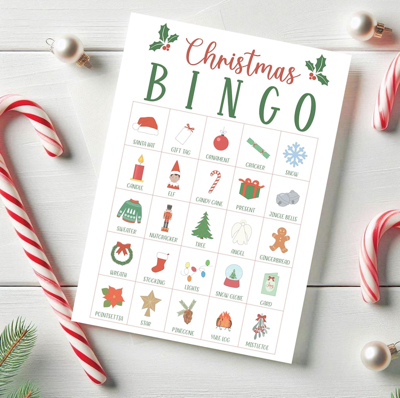 Christmas Bingo Cards, Printable Family Christmas Game, Fun Kids ...