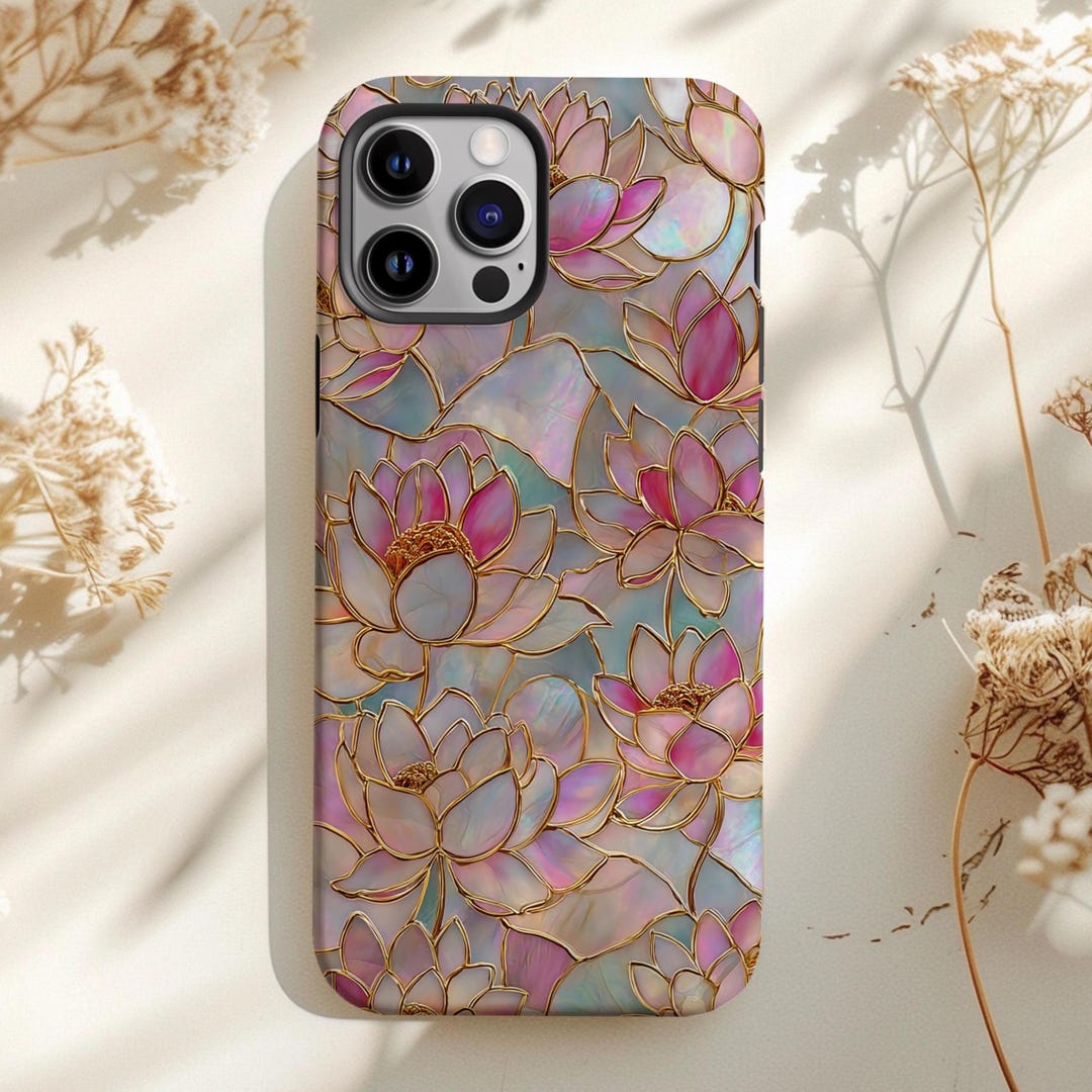 Lotus Flower Blossom Stained Glass Luxe Glam Cell Phone Case, Floral ...