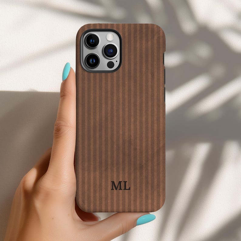 Personalized Monogram Initials Dark Academia Neutral Striped Minimalist ...