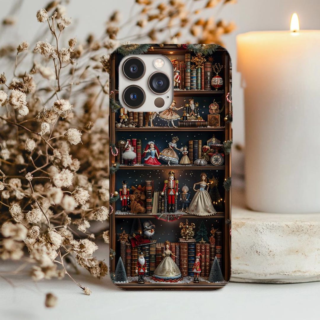 Christmas Nutcracker Holiday Dark Academia Bookcase 3D Cell Phone Case ...