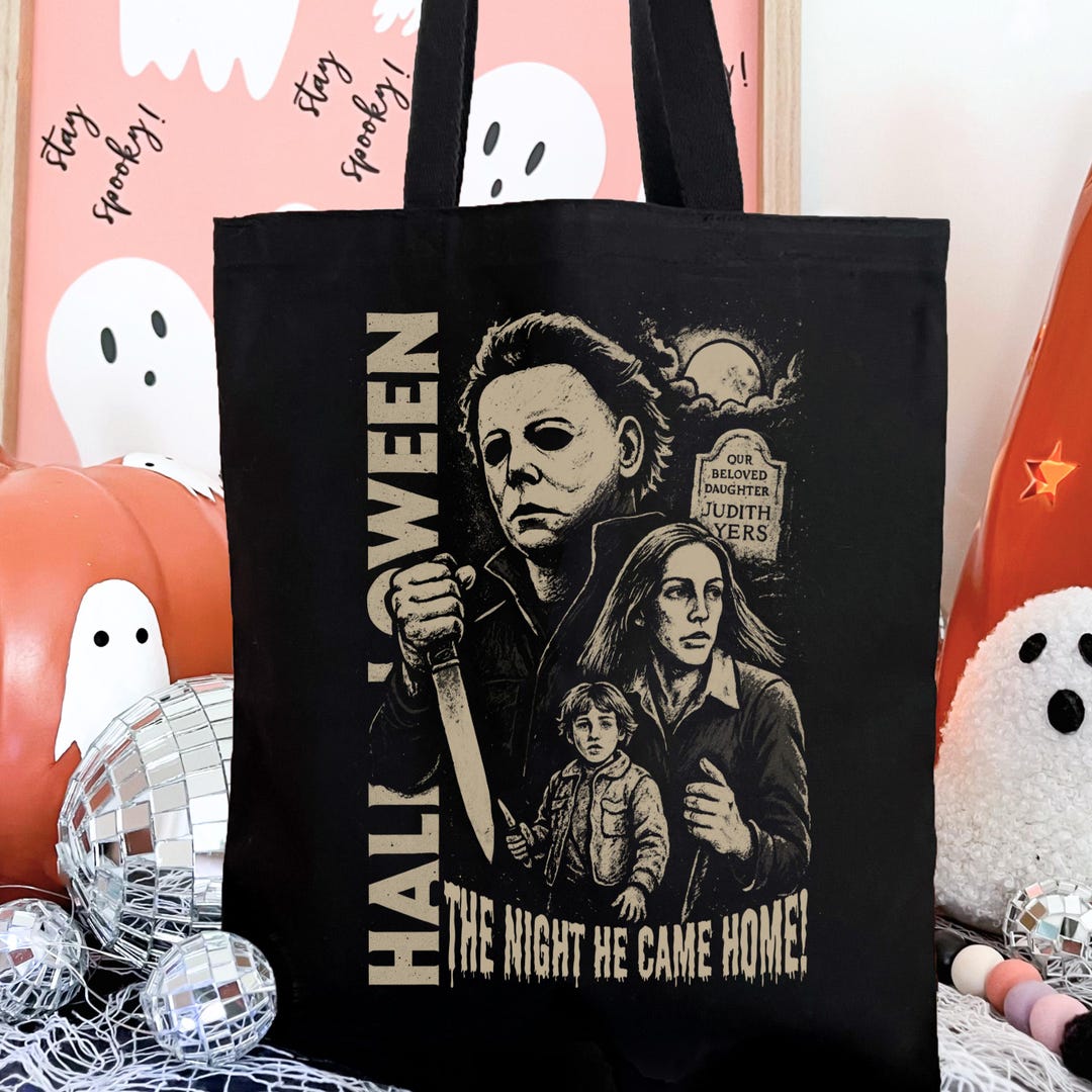 Horror Slasher Michael Halloween Spooky Fall Vibes Cotton Canvas Tote ...