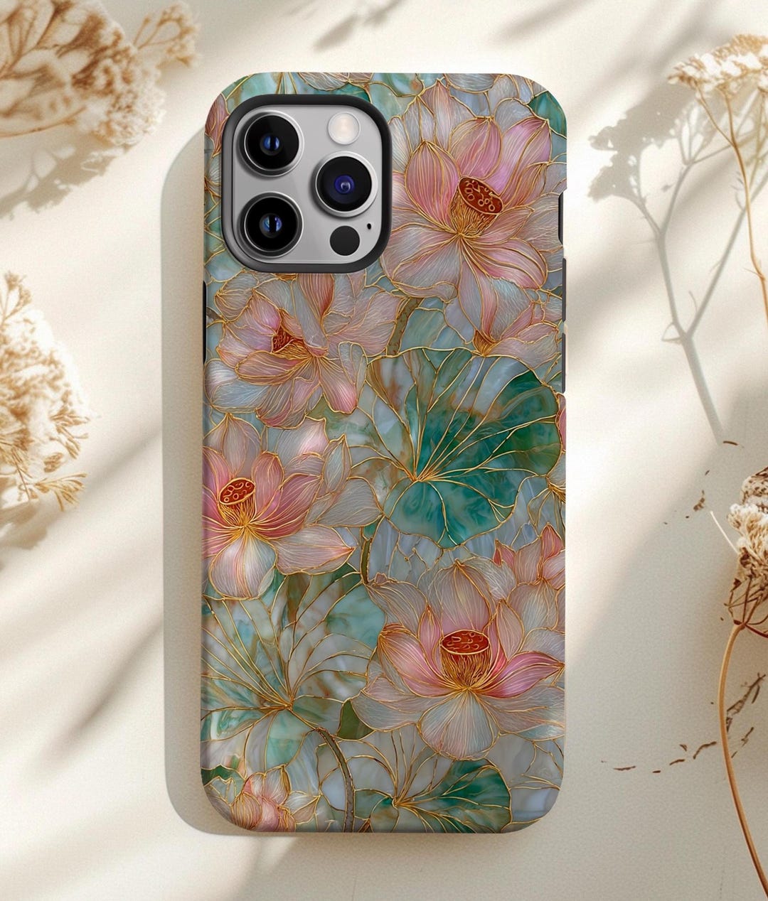 Lotus Flower Blossom Stained Glass Luxe Glam Cell Phone Case, Floral ...
