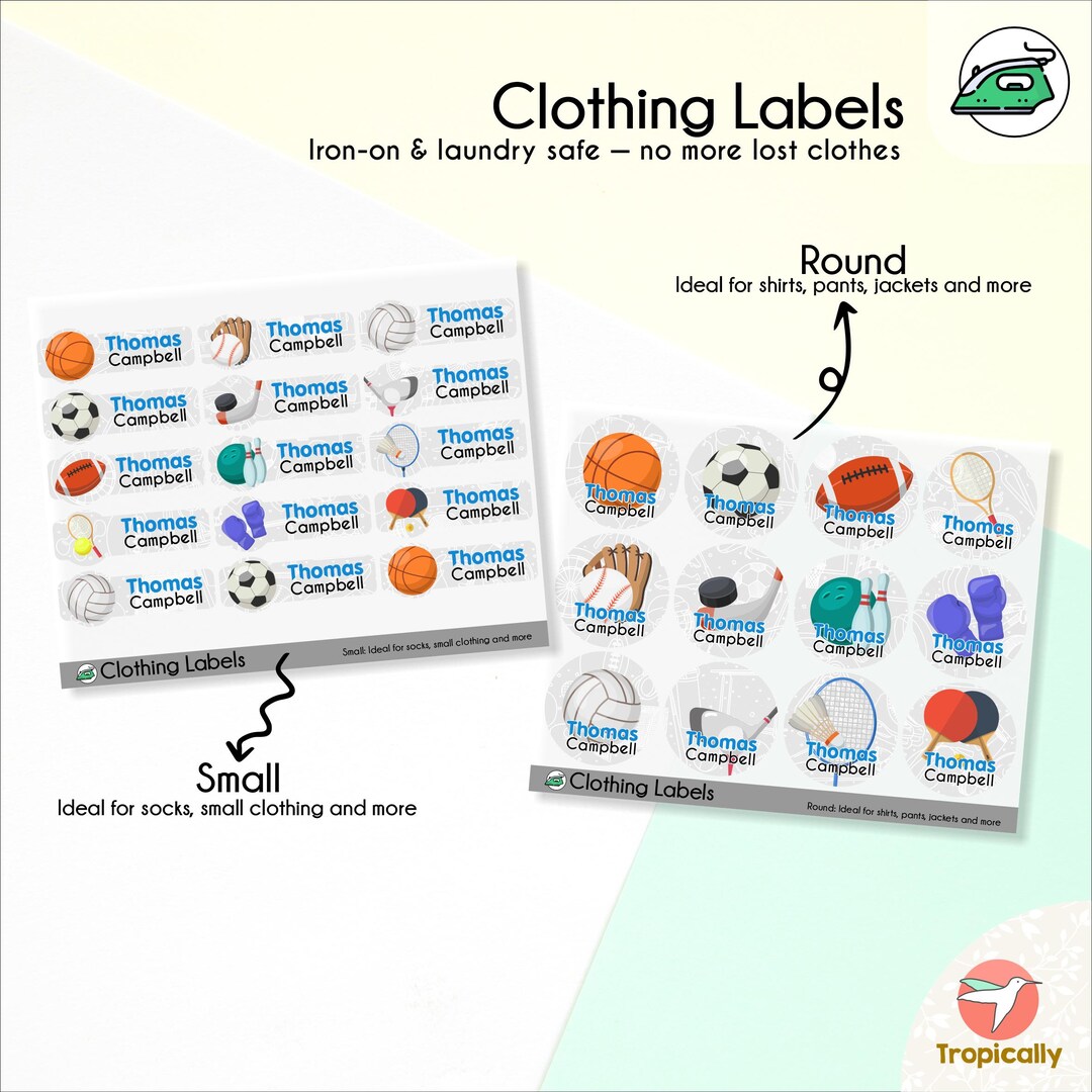 GAME DAY Clothing Name Labels | Sports Balls | Personalized Iron-on ...