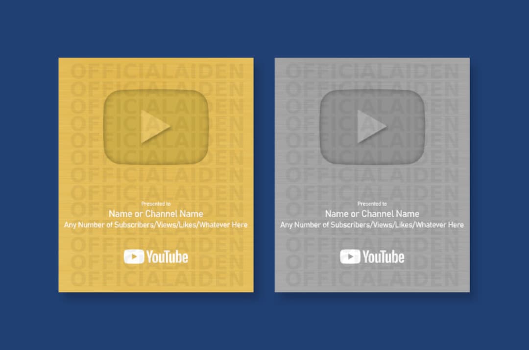 Custom Youtube Play Button Award DIGITAL DOWNLOAD - Etsy