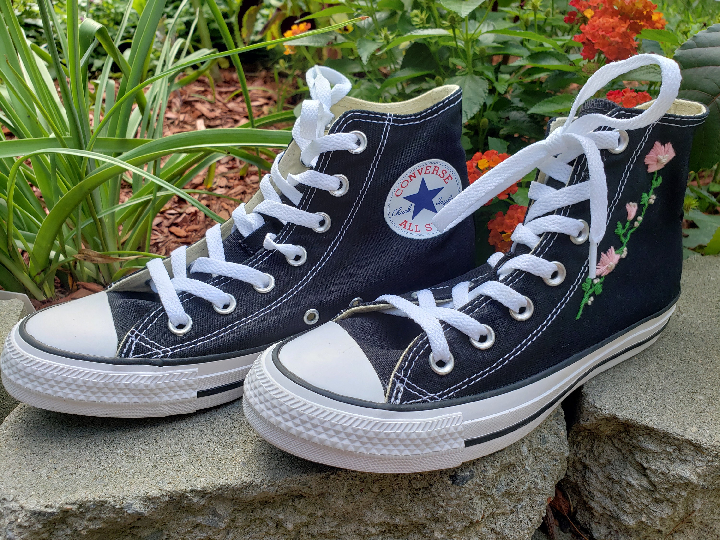 Embroidered Converse High-tops - Etsy