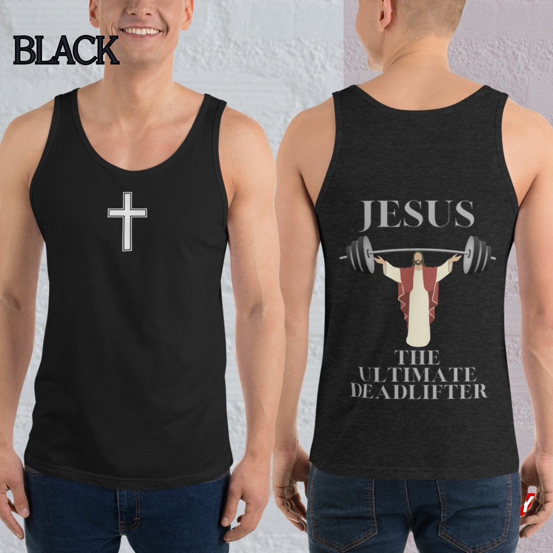 Deadlifting Jesus Gym Tank Top: Christian Weightlifting Muscle Shirt - Etsy