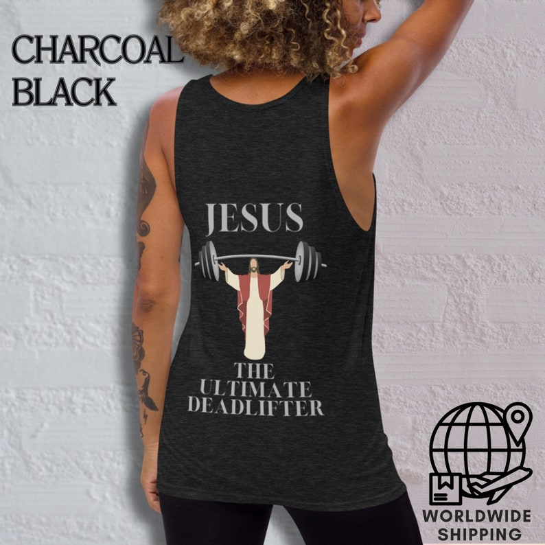Deadlifting Jesus Gym Tank Top: Christian Weightlifting Muscle Shirt - Etsy