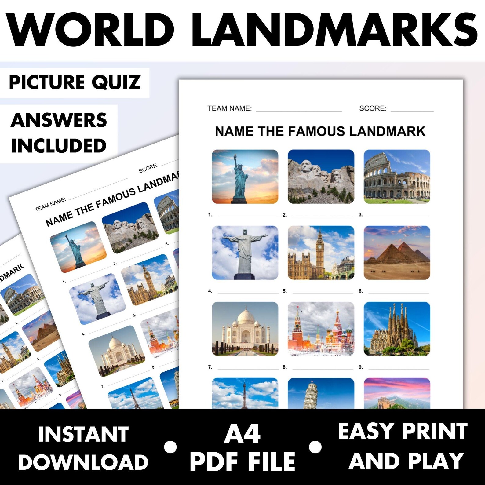 Famous World Landmarks Picture Quiz • Geography Pub Quiz Picture Round ...