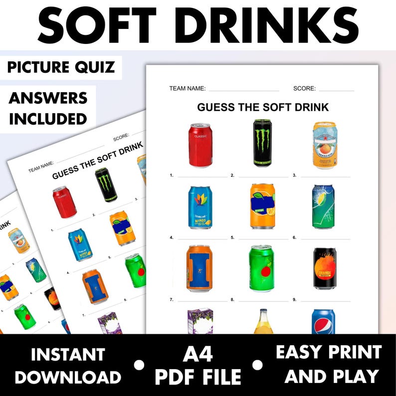 Soft Drinks Picture Quiz • Guess the Drink Pub Quiz Picture Round ...