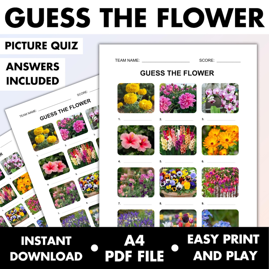 Guess the Flower Picture Quiz • Picture Round Pub Quiz With Answers ...