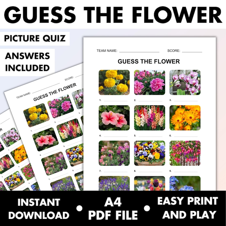 Guess the Flower Picture Quiz • Picture Round Pub Quiz With Answers ...