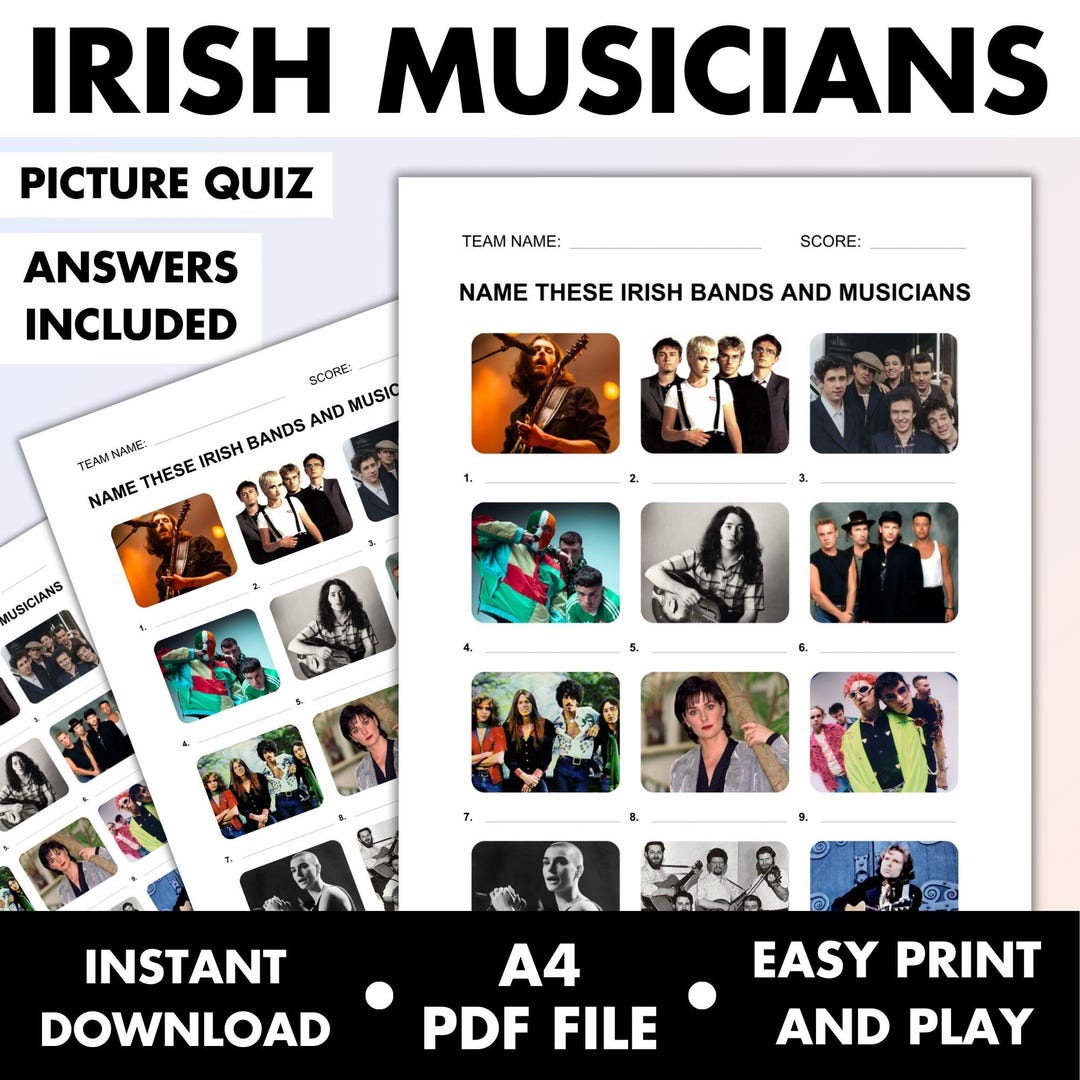 Irish Bands and Musicians Picture Quiz • St. Patricks Day Picture Round ...