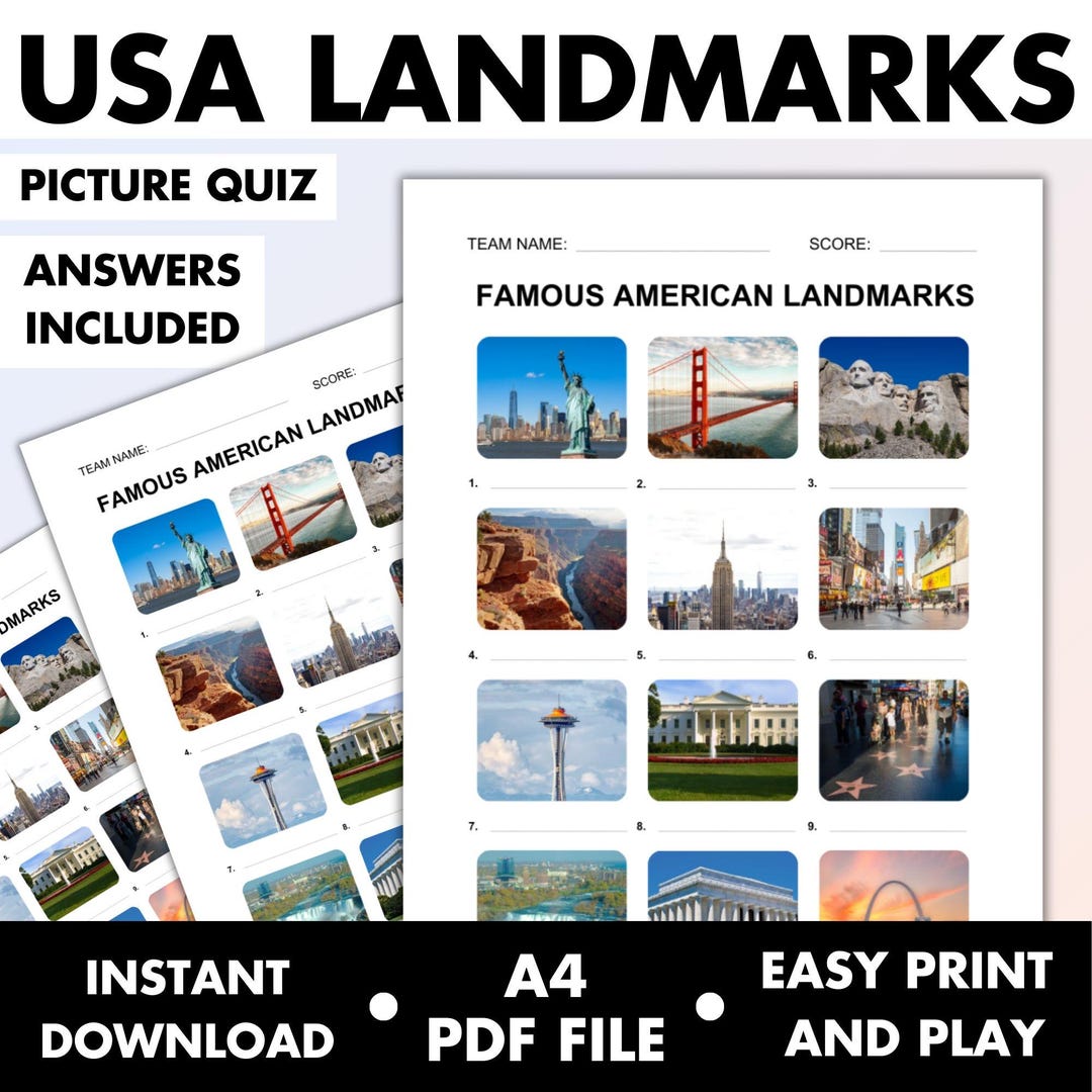 USA Landmarks Picture Round • American Famous Sites Pub Quiz Image ...