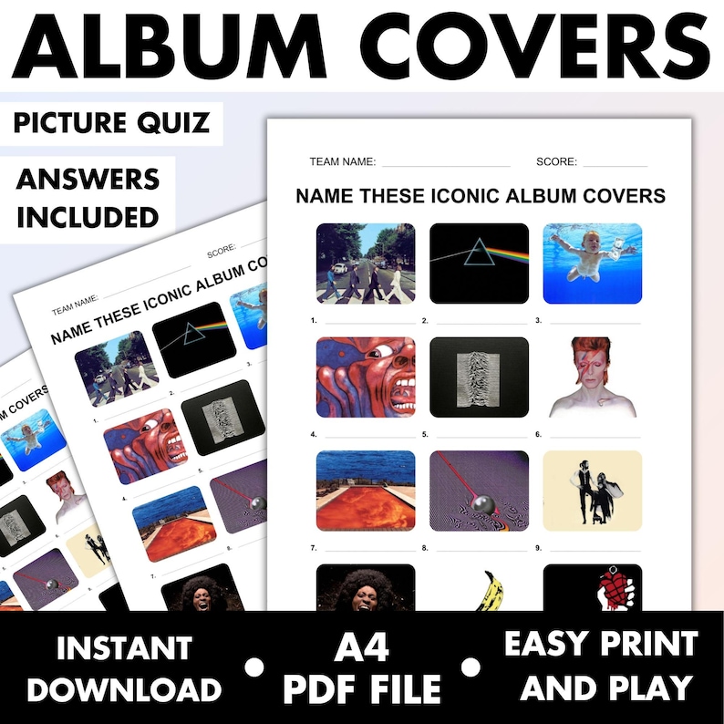 Iconic Album Covers Picture Quiz • Printable Pub Quiz Picture Round ...
