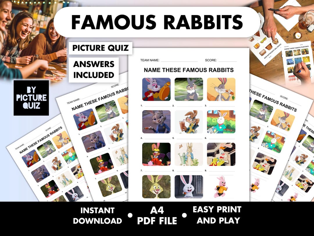 Famous Rabbits Picture Quiz • Easter Pub Quiz Picture Round • Family ...