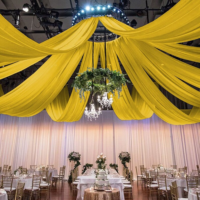 Backdrop Chiffon Curtains 20' X 30' Ft GOLD 6 Panels Chiffon Backdrop ...