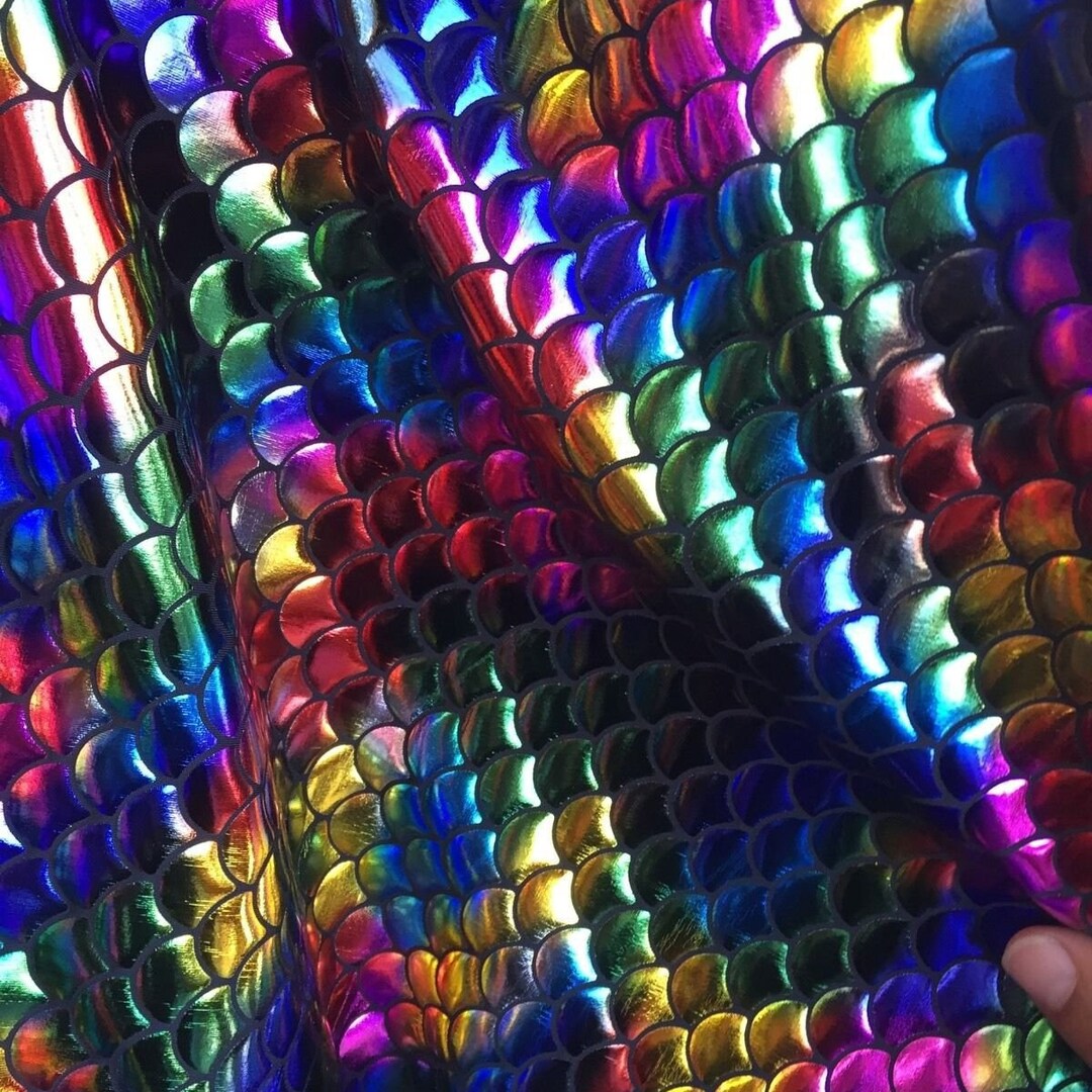 Iridescent Mermaid Fish Scales Stretch Spandex-sold by the Yard Multi ...