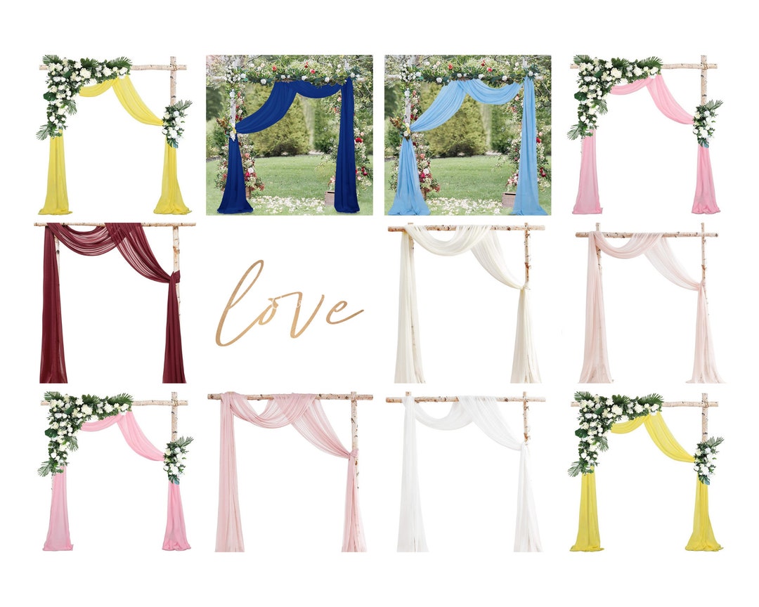 Chiffon Wedding Arch Draping Fabric 2 Panels 6 Yards Wedding Arches for ...