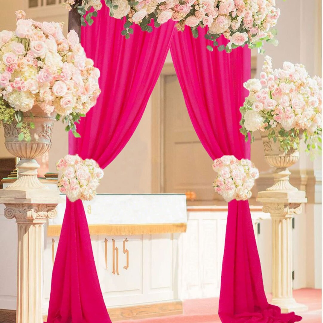 Backdrop Chiffon Curtains HOT PINK 2 Panel Chiffon - Etsy