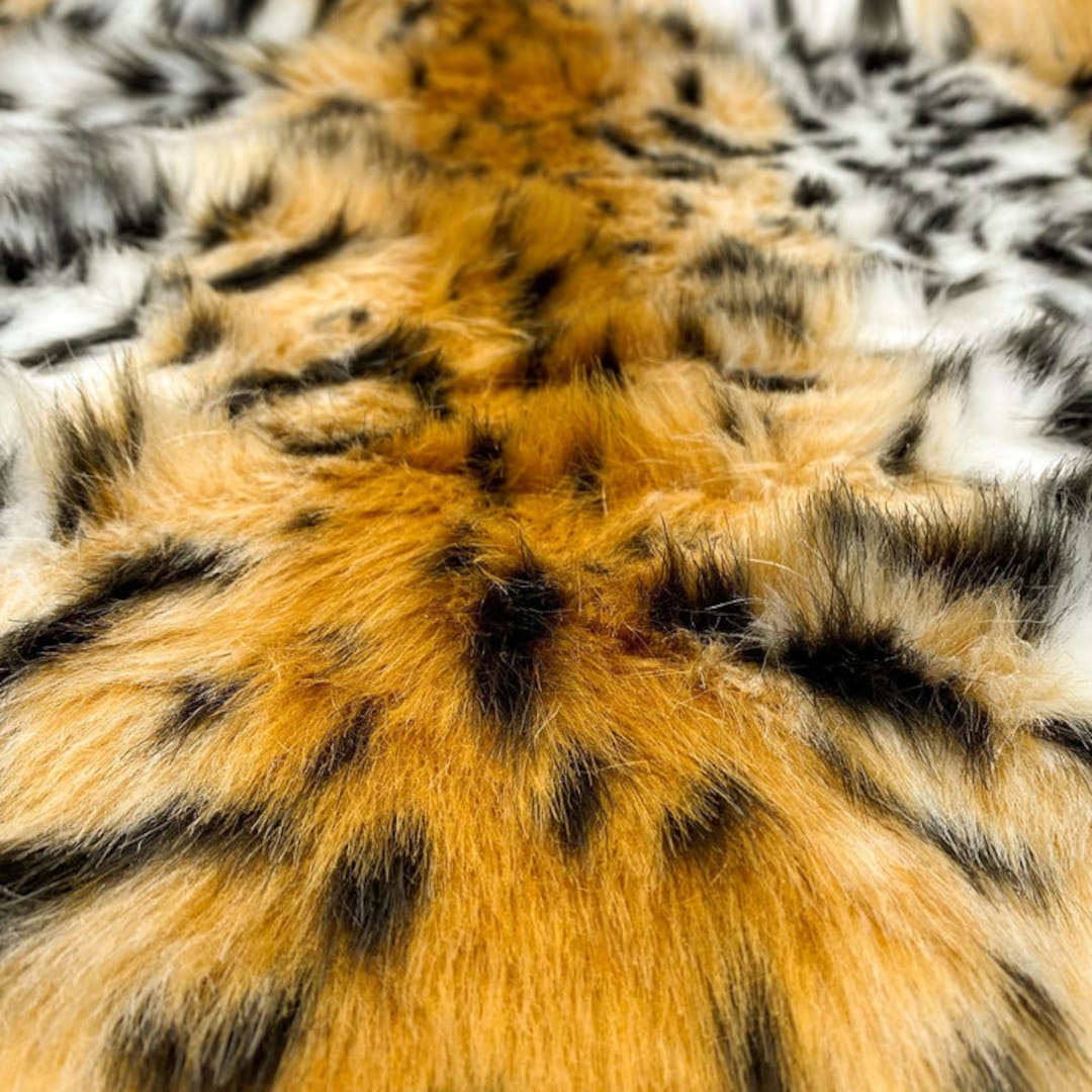TIGER Faux Fake Fur Animal Short Pile Fabric by the Yard for Blankets ...