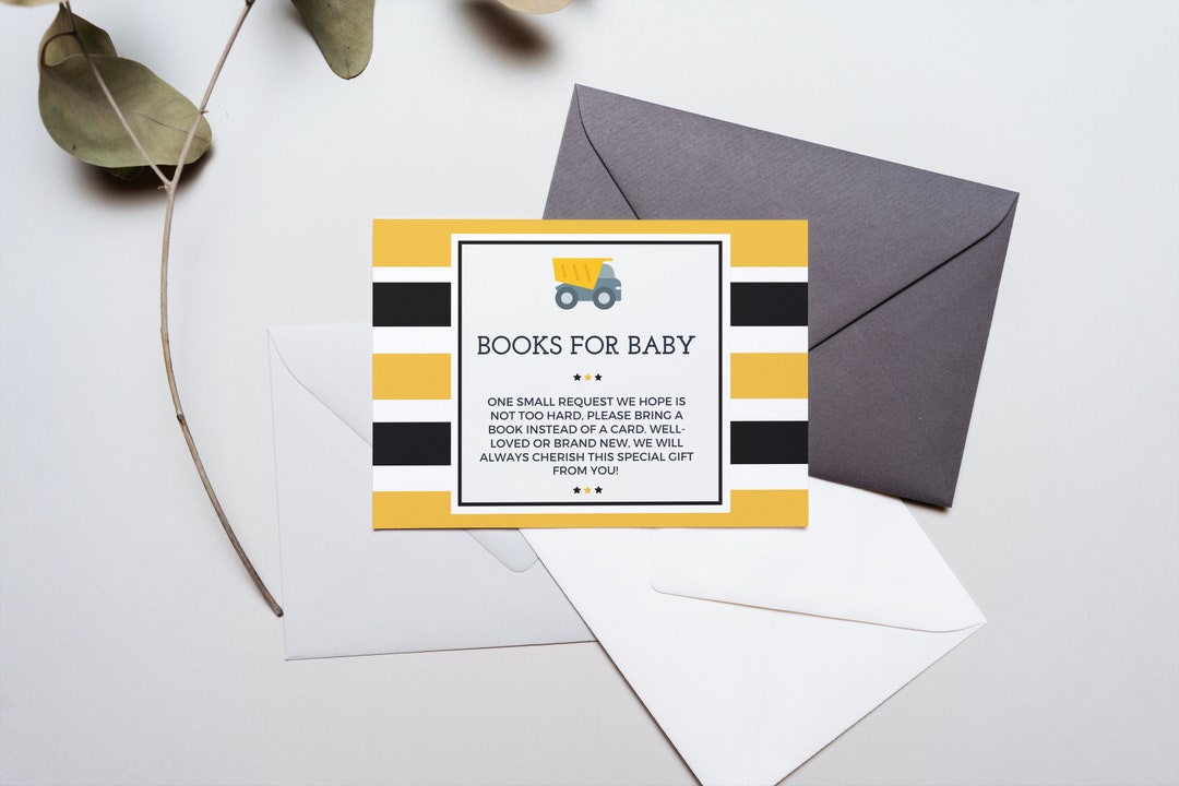 Dump Truck Themed Baby Shower Insert 5x3.5in Dump Truck Books - Etsy