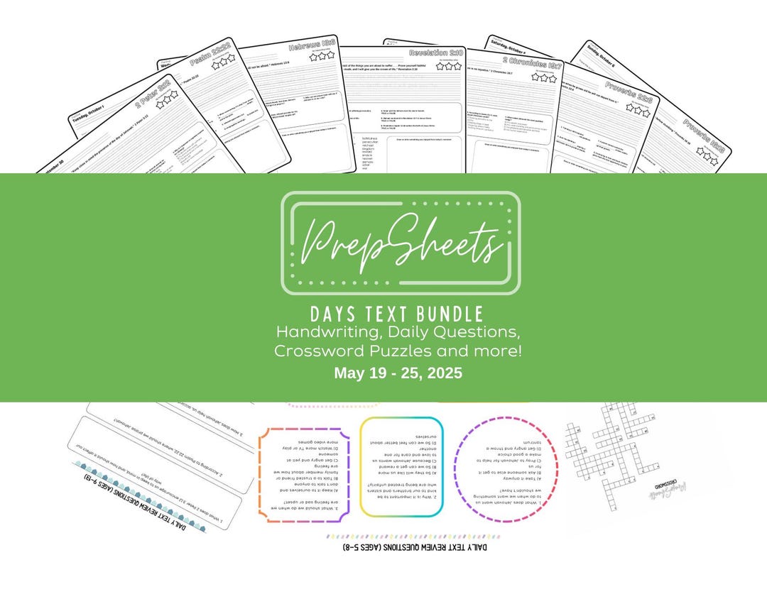 May 19 - 25 Days Text Activity Bundle | Word Search | Crossword ...