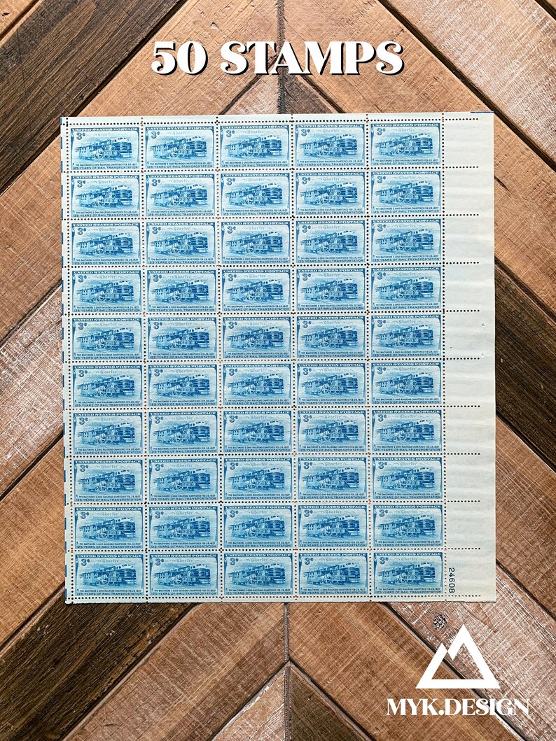 B & O Railroad | 1952 | Vintage US Postage Stamps | Face Value 3 Cents ...