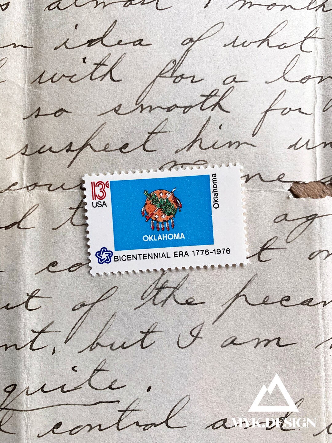 Oklahoma State Flag | 1976 | Vintage US Postage Stamps | Face Value 13 ...