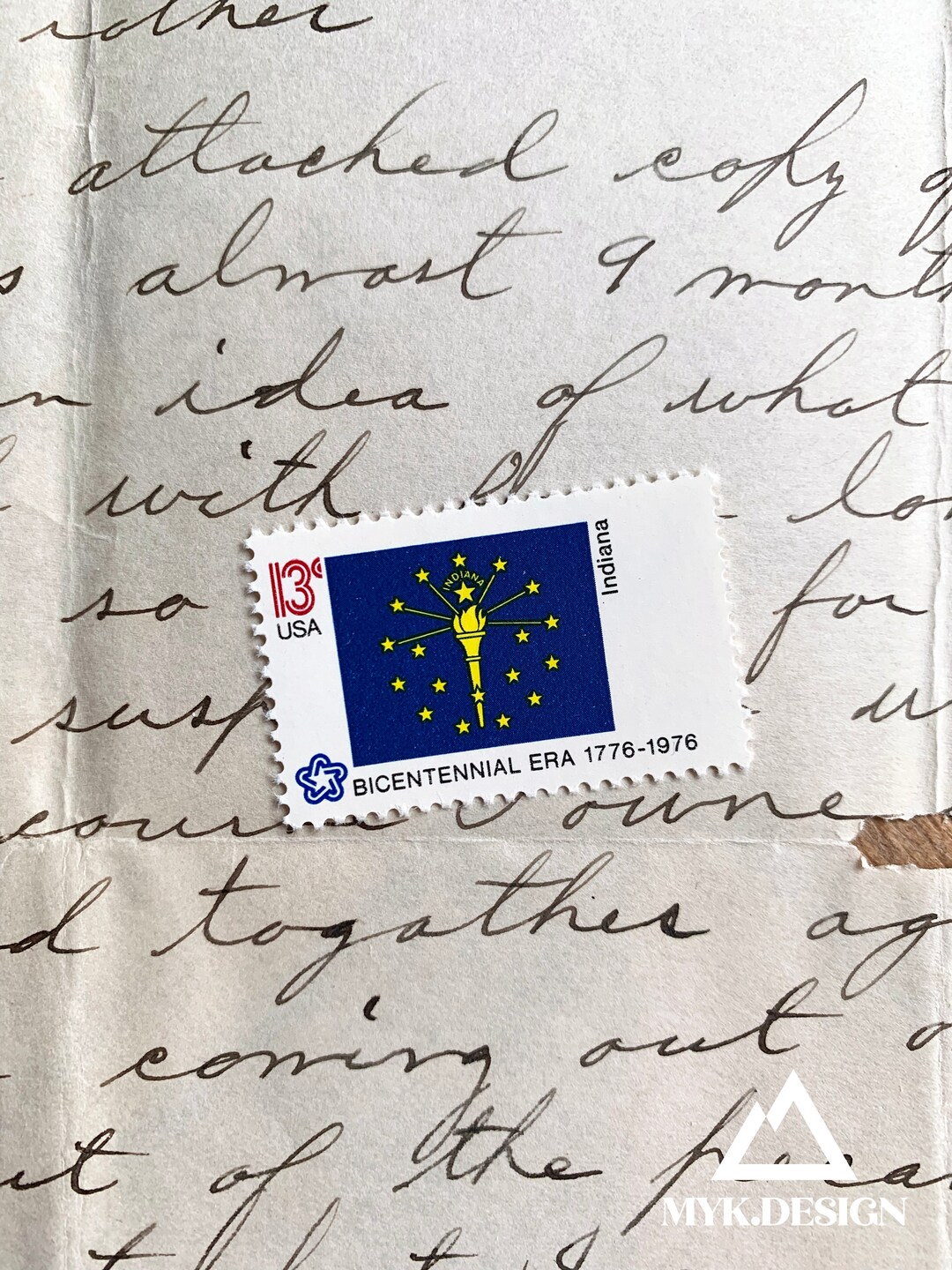 Indiana State Flag | 1976 | Vintage US Postage Stamps | Face Value 13 ...