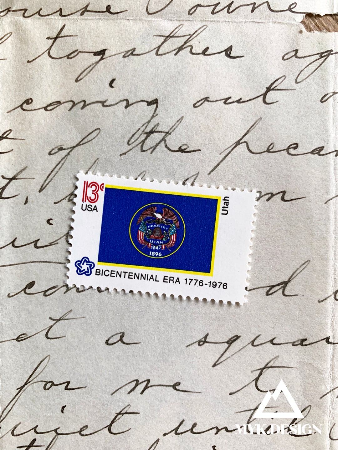 Utah State Flag | 1976 | Vintage US Postage Stamps | Face Value 13 ...