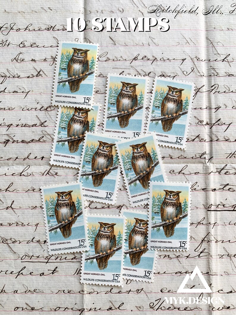 Owls 1978 Vintage US Postage Stamps Face Value 15 Cents Scott 1763 Bird ...