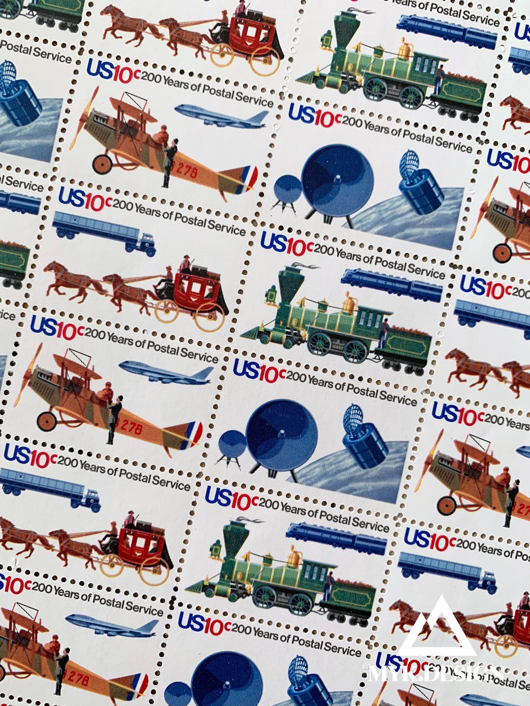 200 Years of Postal Service 1975 Vintage US Postage Stamps Face Value ...