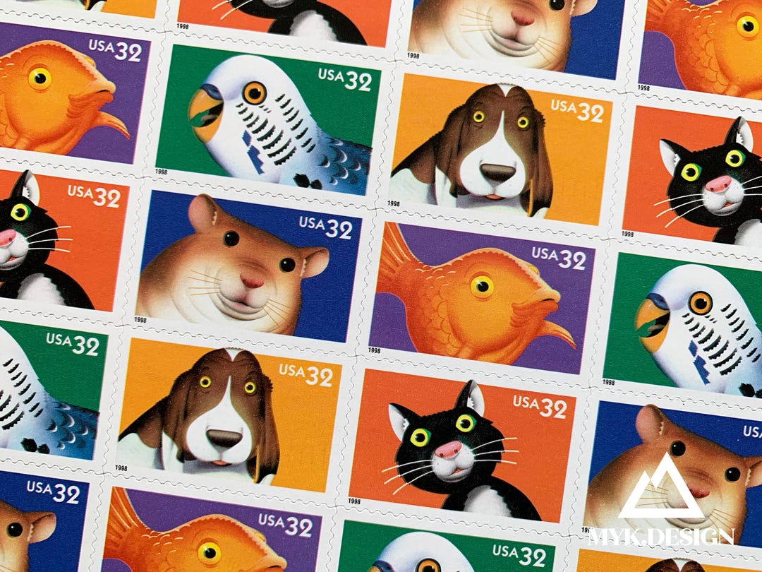 Pets/bright Eyes | 1998 | Vintage US Postage Stamps, Scott #3230-3234 ...