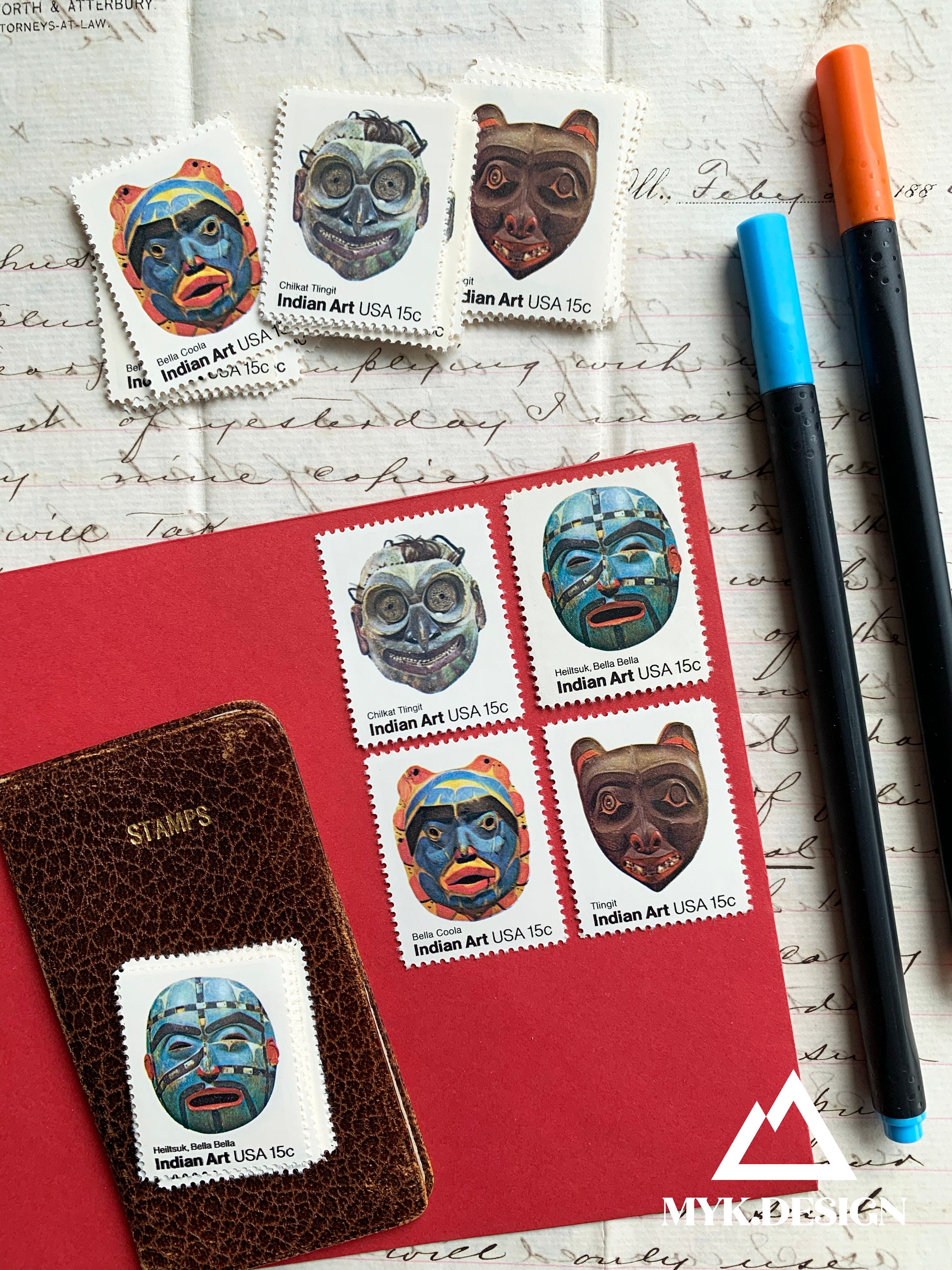 Pacific Northwest Indian Masks 1980 Vintage US Postage Stamps Face ...