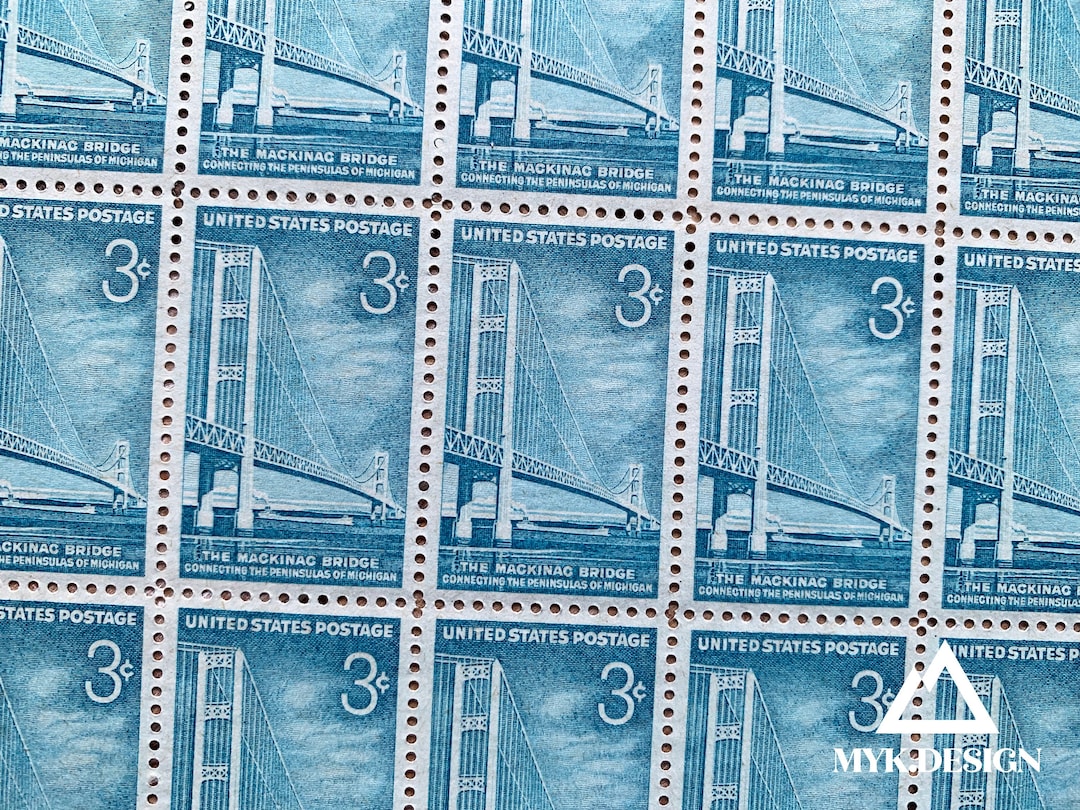 Mackinac Bridge Michigan | 1958 | Vintage US Postage Stamps | Face ...