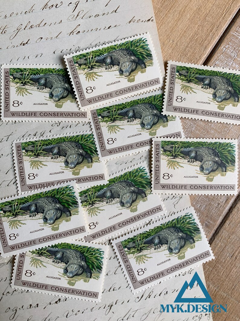Alligator 1971 Vintage US Postage Stamps Face Value 8 Cents Scott 1428 ...