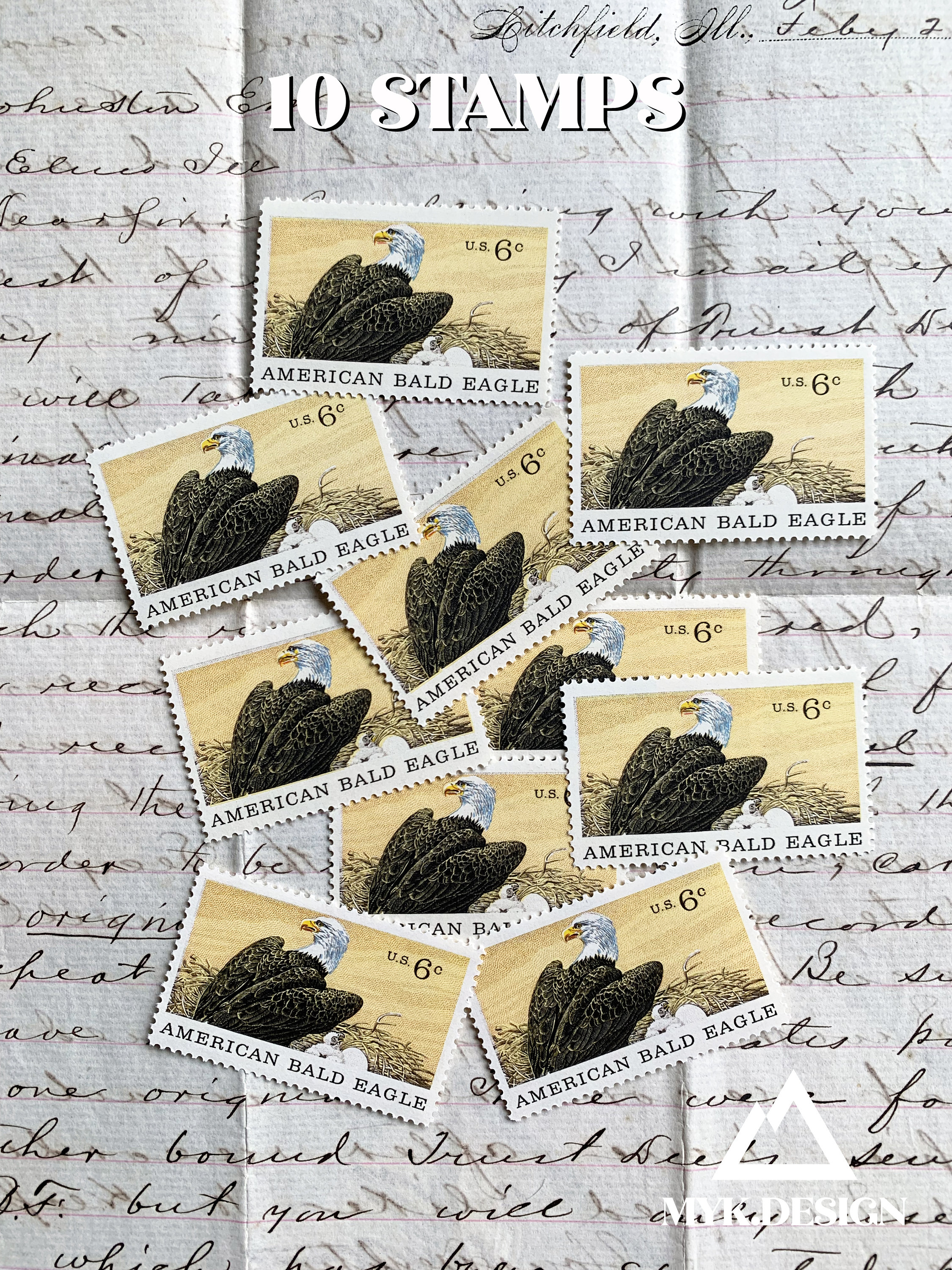 Bald Eagle | 1970 | Vintage US Postage Stamps | Face Value 6 Cents ...