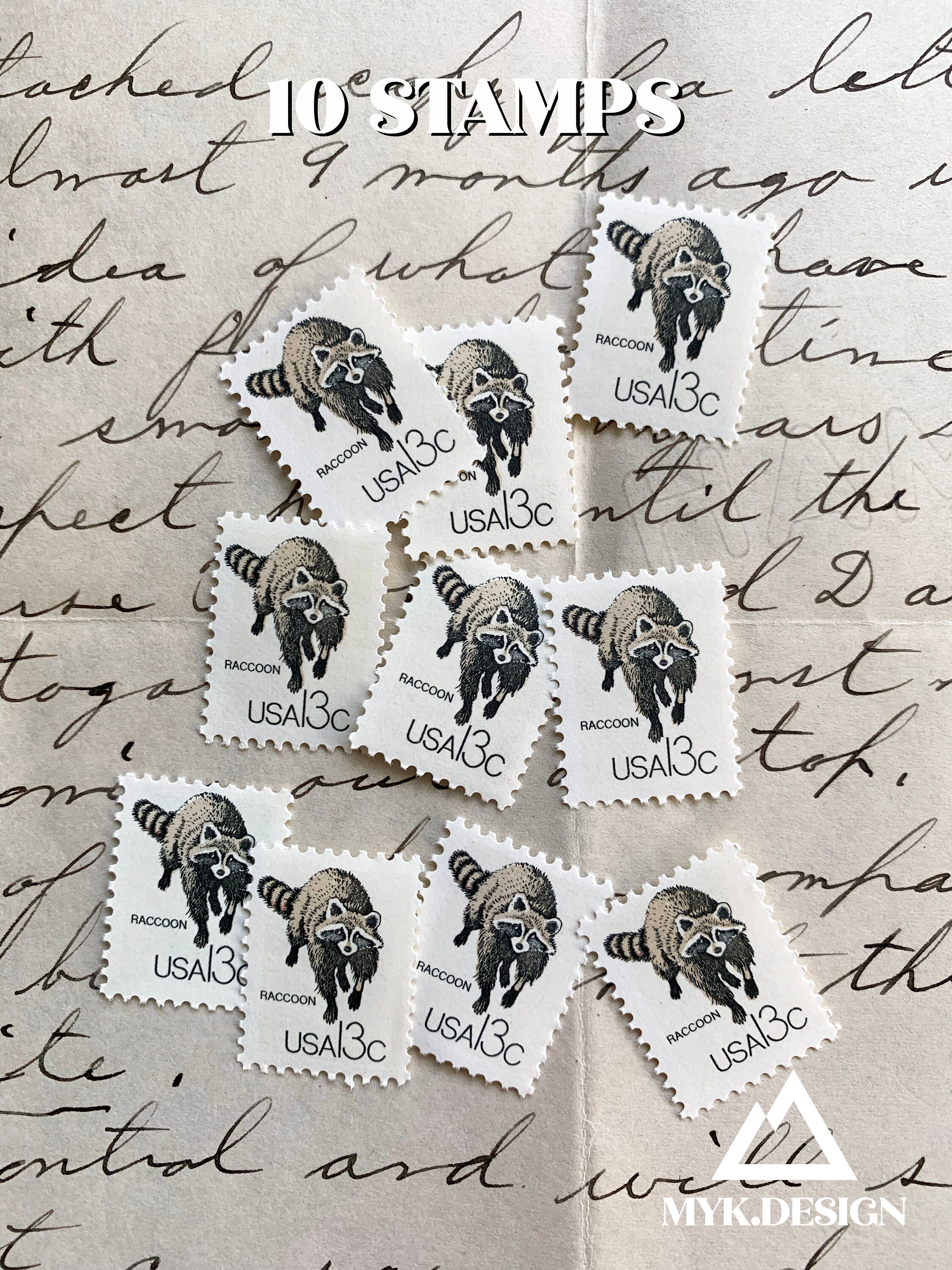 Raccoon | 1978 | Vintage US Postage Stamps | Face Value 13 Cents ...