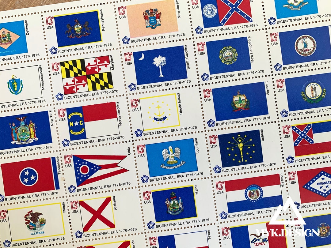 State Flags 1976 Vintage US Postage Stamps Face Value 13 Cents Scott ...