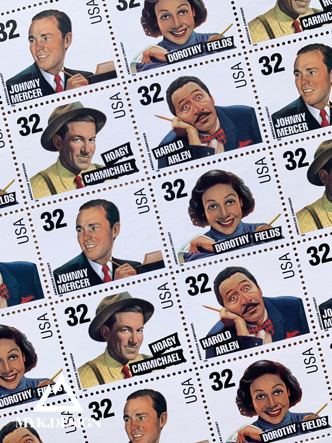 Songwriters | 1996 | Vintage US Postage Stamps, Scott #3100-03 | Face ...