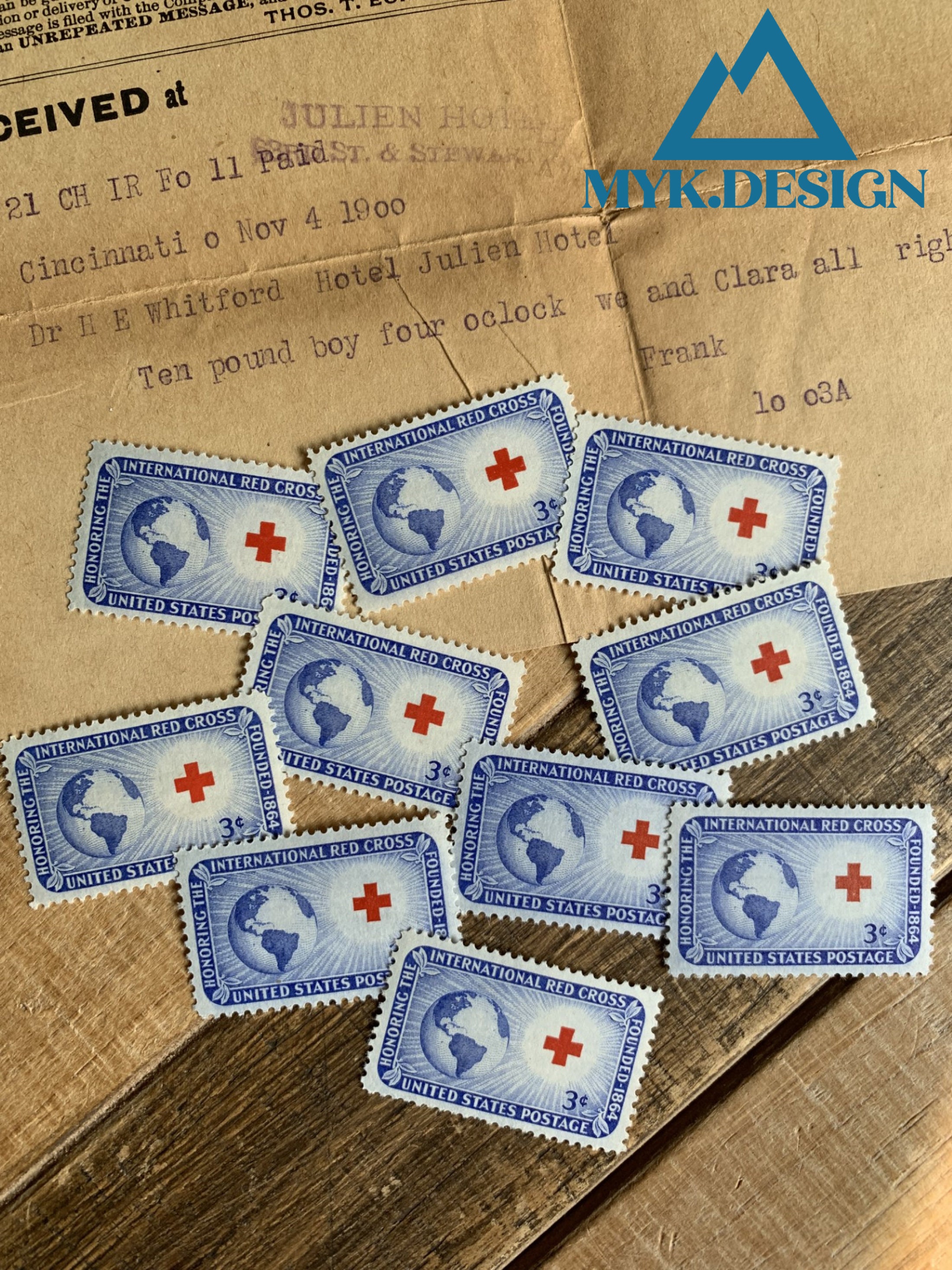 Red Cross | 1952 | Vintage US Postage Stamps | Face Value 3 Cents ...