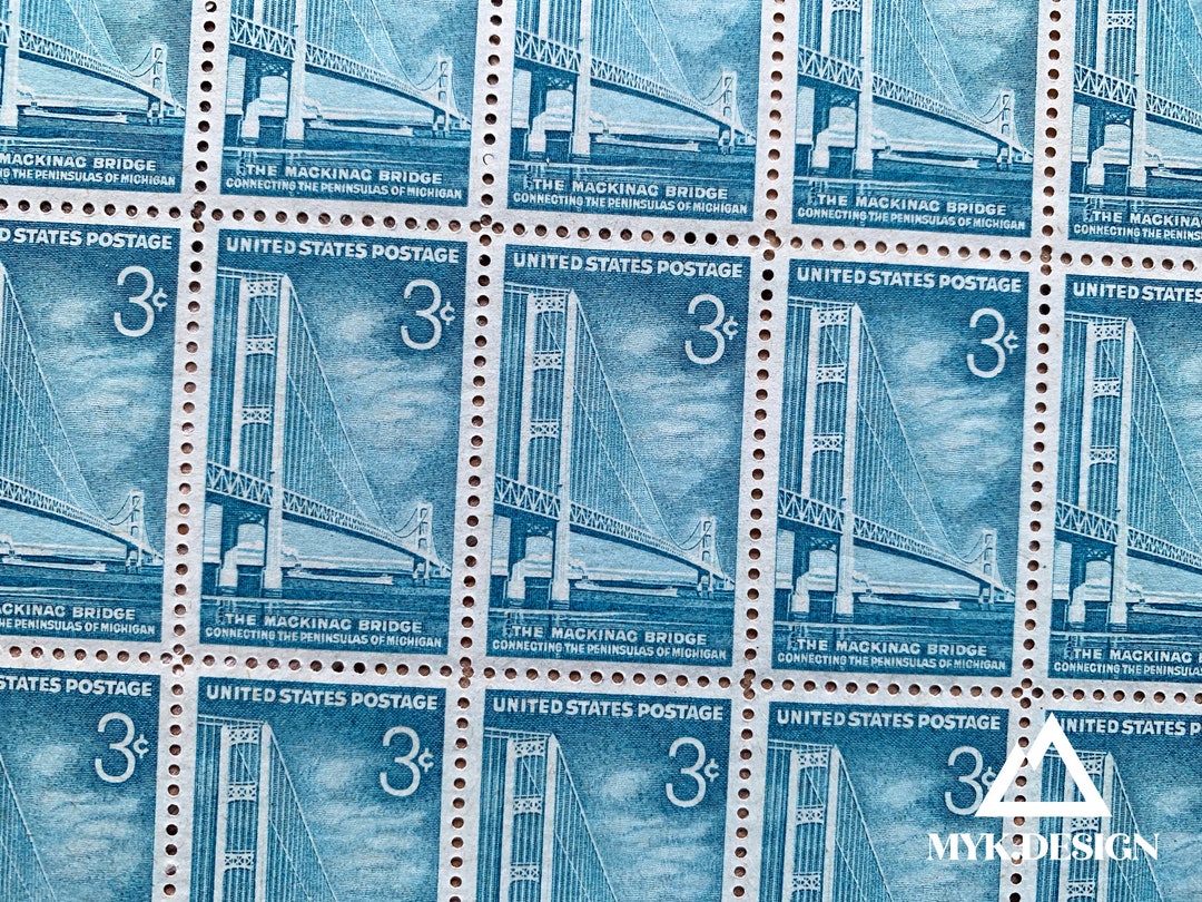 Mackinac Bridge Michigan | 1958 | Vintage US Postage Stamps | Face ...